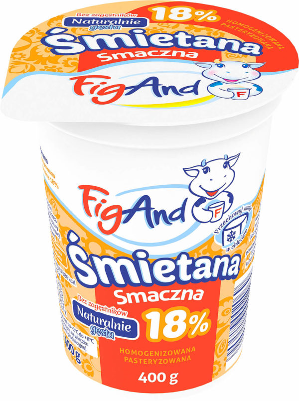 Śmietana 18% Smaczna Pasteryzowana 400g – Figand